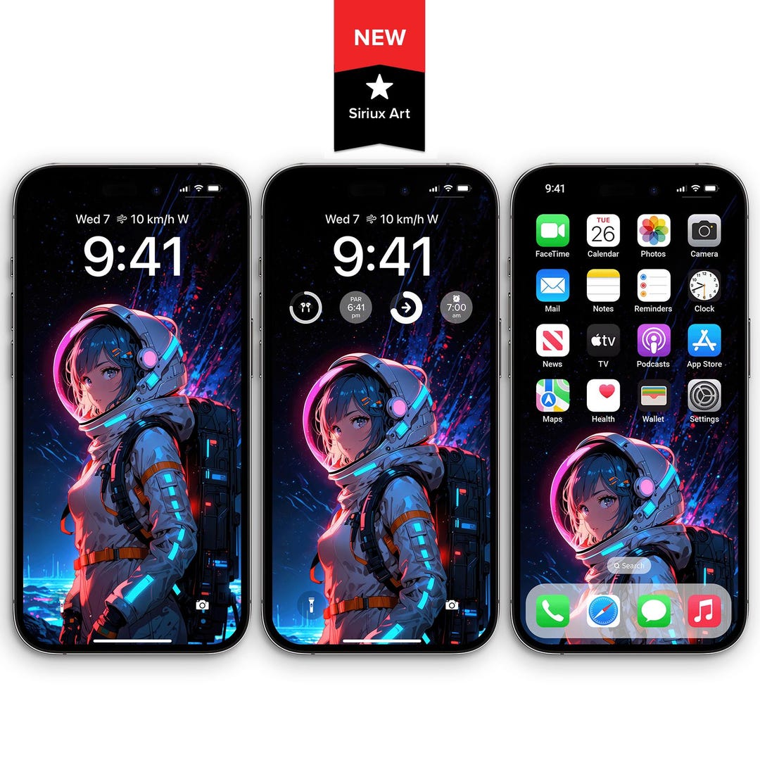 Space Suit Girl Phone Wallpaper Set, Female Character Background, Sci ...