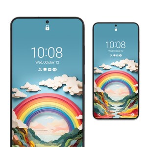 Rainbow Papercraft Phone Wallpaper Set, Colorful Paper Cut Out ...