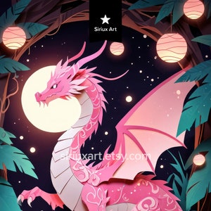 Dragon Pink Papercraft Phone Wallpaper, Mythical Beast Paper Fold Cut ...