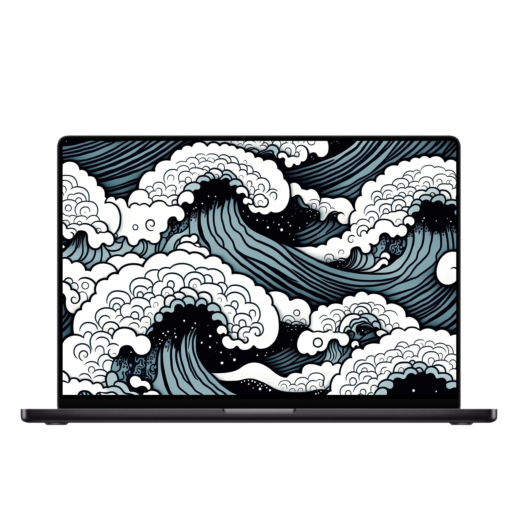 Ocean Wave Splash Wallpaper Apple Bundle Set, Full Screen Japanese Art ...