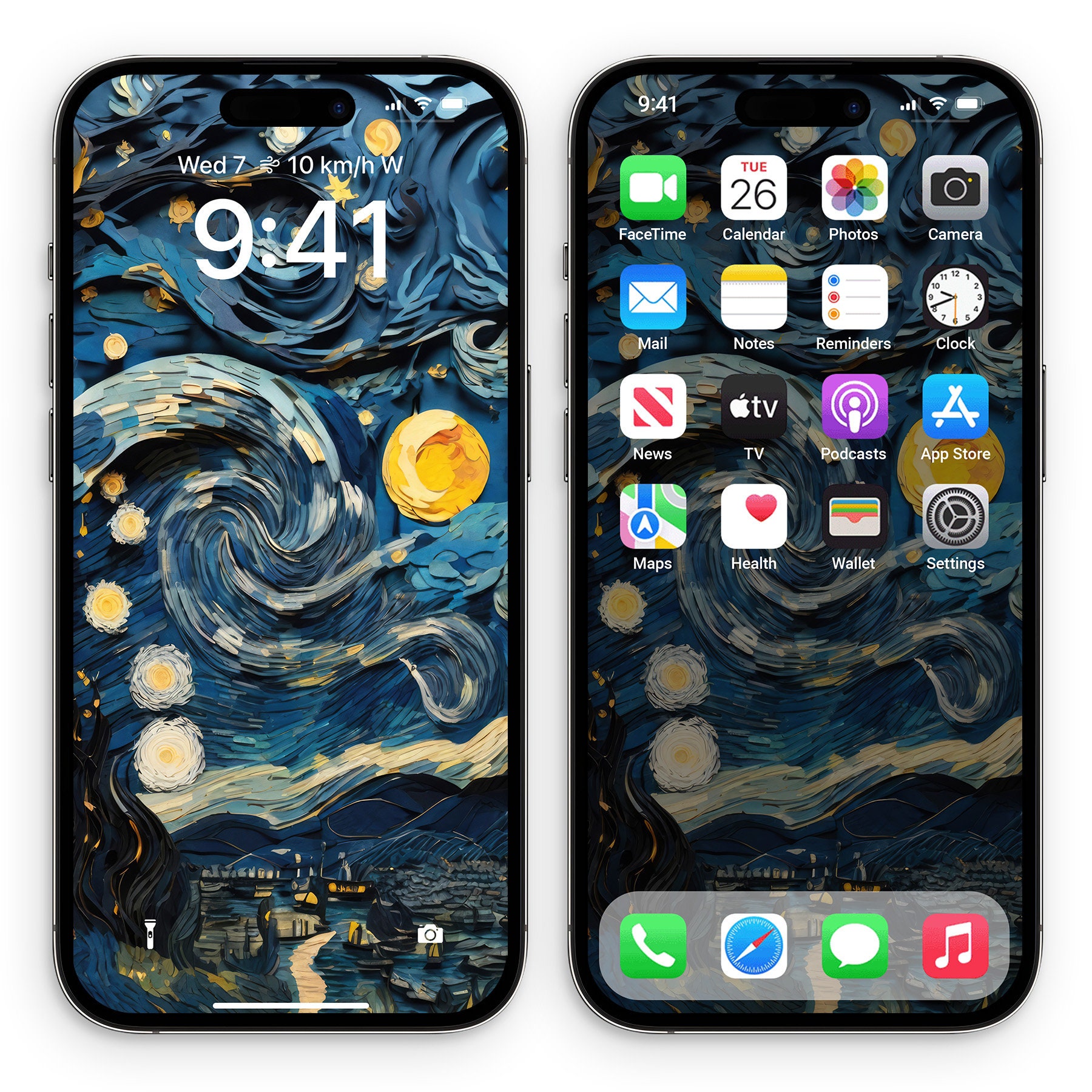 The Starry Night Papercraft Phone Wallpaper, Vincent Van Gogh Inspired ...