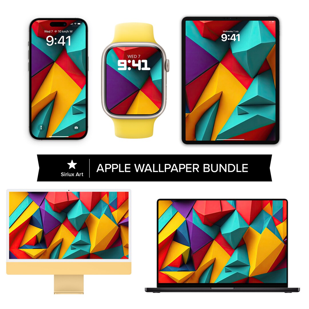 Colorful 3D Geometric Abstract Wallpaper Apple Bundle Bright - Etsy