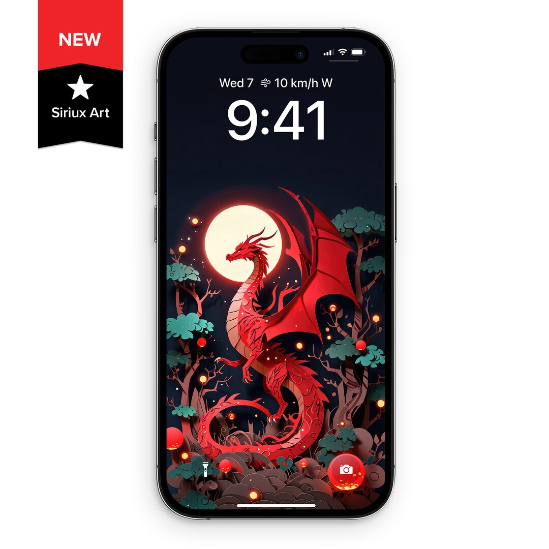 Dragon Red Papercraft Phone Wallpaper, Mythical Beast Paper Fold Cut ...