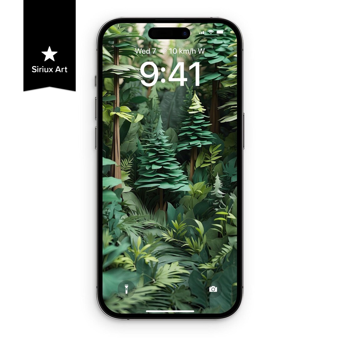 Green Forest Papercraft iPhone Wallpaper, Tree Paper Fold, Outdoor ...