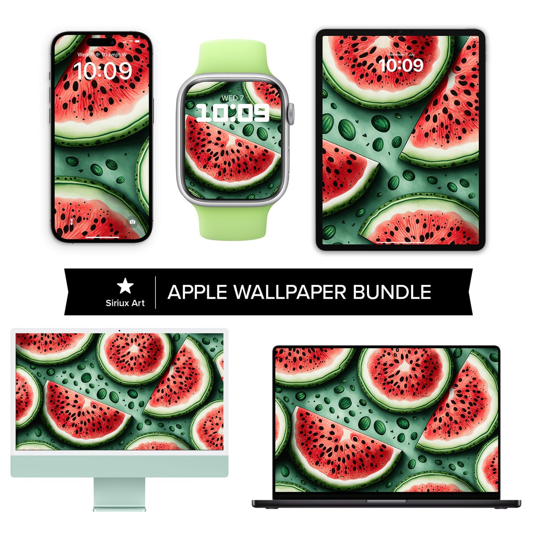 Watermelon Pattern 4K Wallpaper Apple Bundle, Melon Slice Design ...
