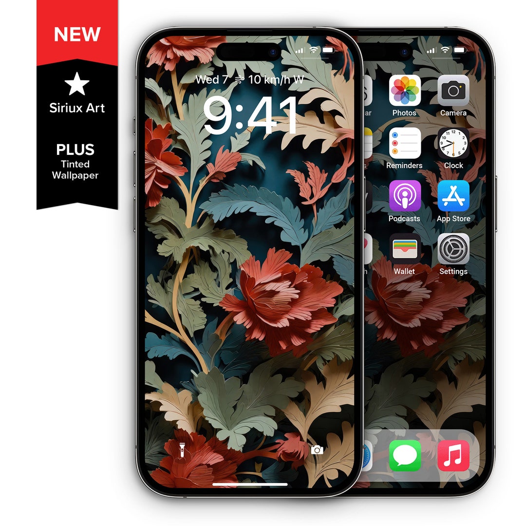 Floral Papercraft Phone Wallpaper, William Morris Inspired Background ...