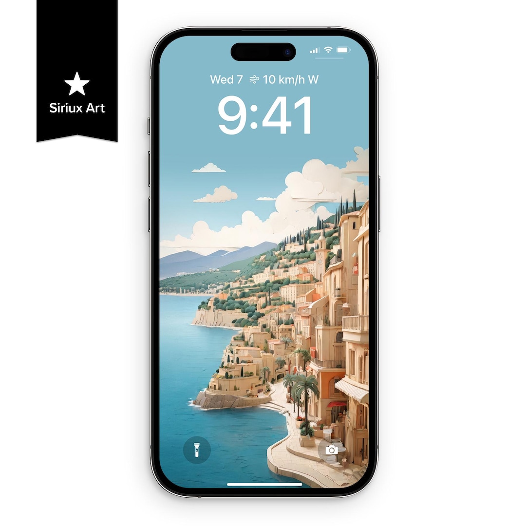 French Riviera Papercraft iPhone Wallpaper | Coastal Scenic Folded ...
