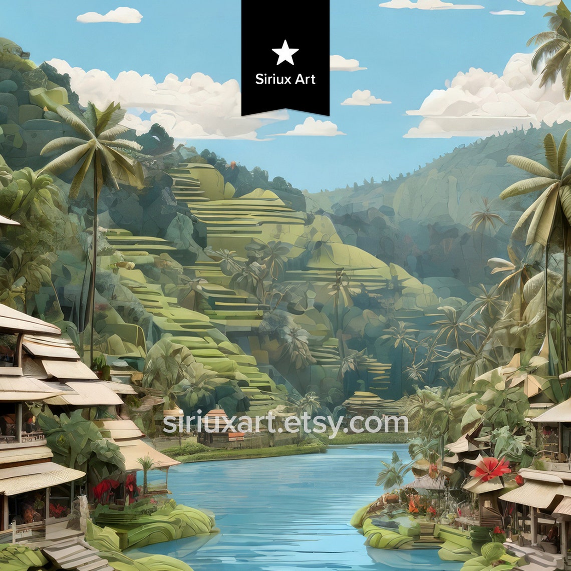 Ubud Bali Indonesia Papercraft iPhone Wallpaper, Rice Terraces Natural ...