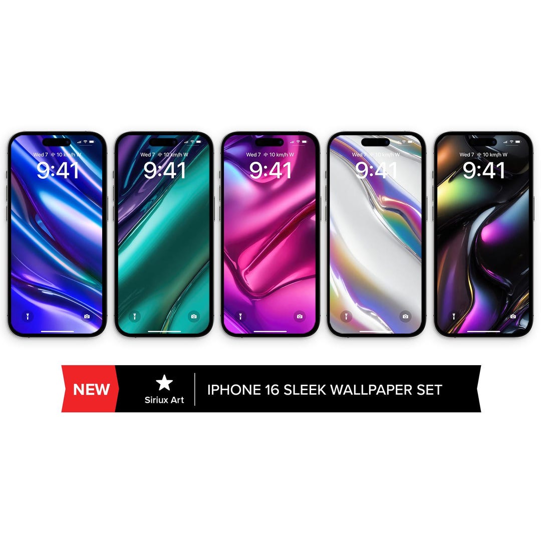 IPhone 16 Sleek Collection Set Wallpapers Vibrant Ultramarine Teal Pink ...