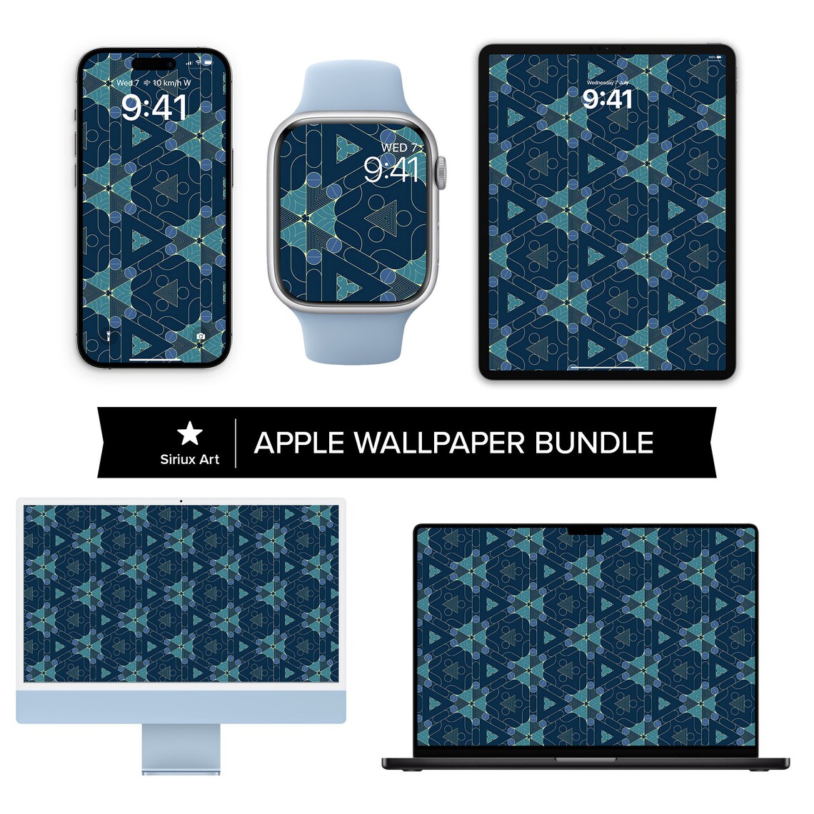 Geometric Line Pattern Apple Bundle Wallpaper, Modern Stylish ...