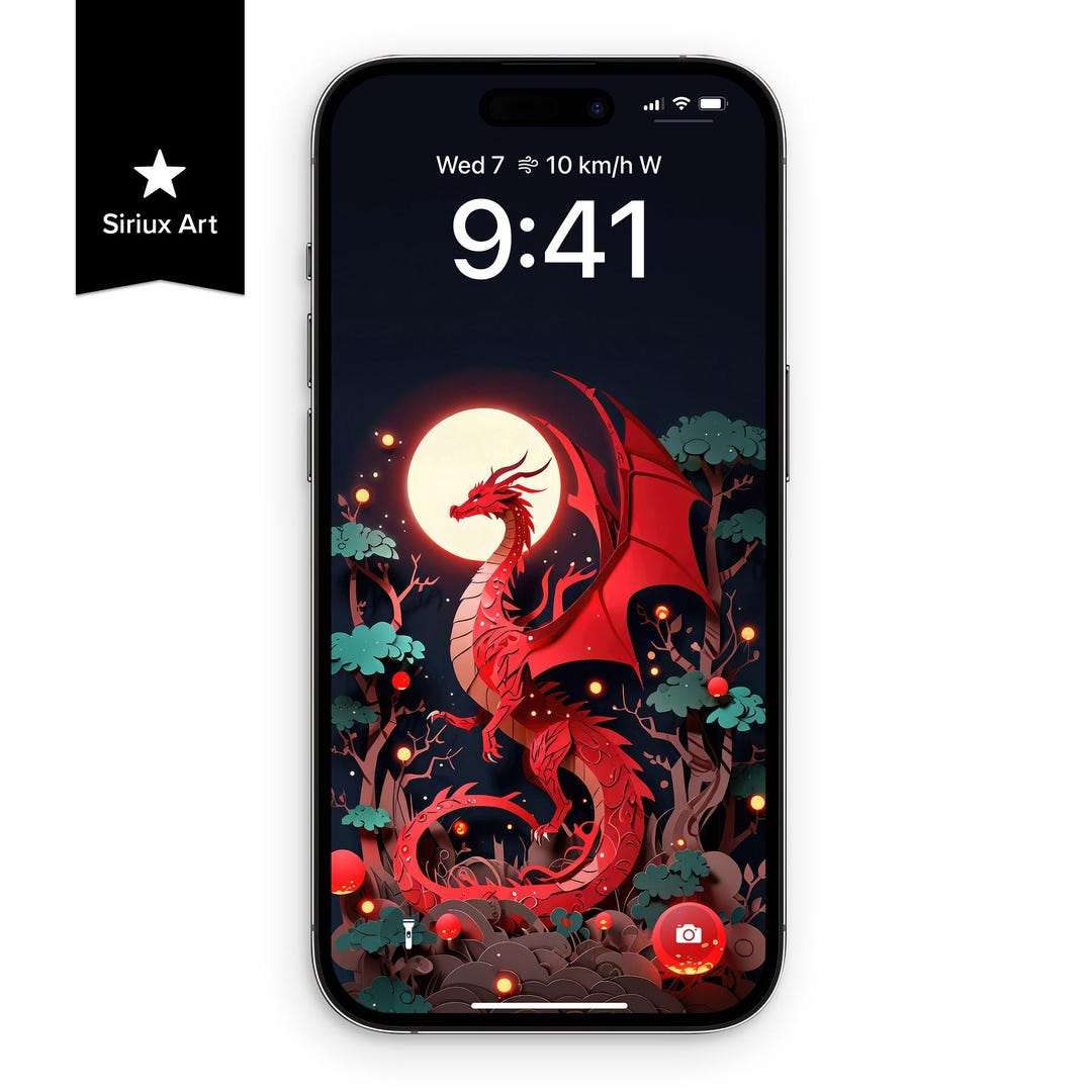 Dragon Red Papercraft Phone Wallpaper, Mythical Beast Paper Fold Cut ...