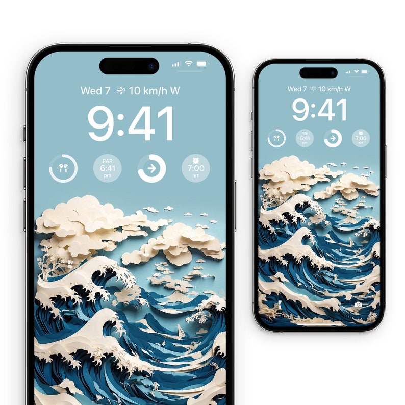 Great Wave off Kanagawa Papercraft iPhone Wallpaper Art, Aura Japan ...
