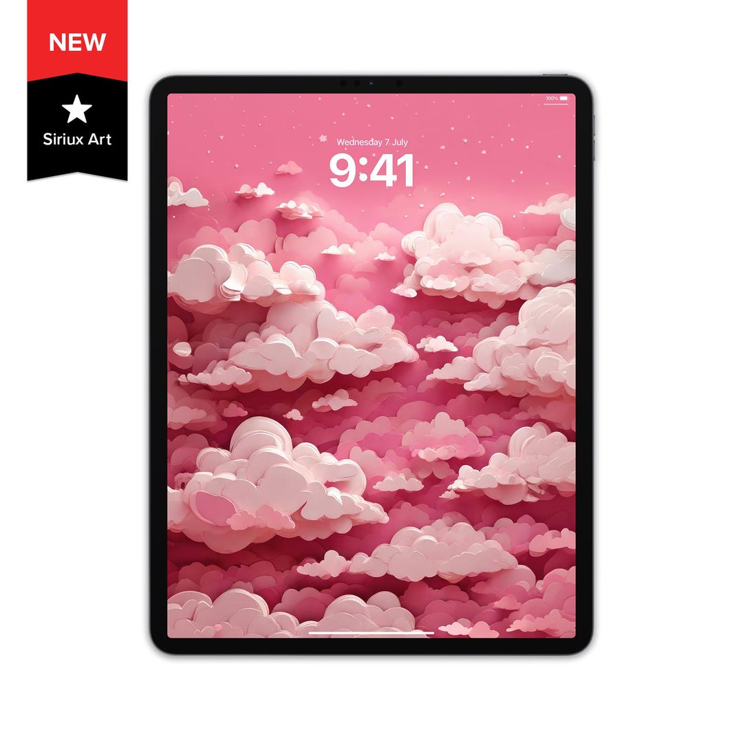Pink Cloud Papercraft iPad Wallpaper, Aesthetic Floating Clouds ...