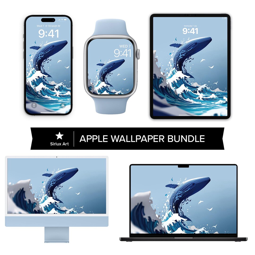 Whale Splash Papercraft Wallpaper Apple Bundle, Origami Ocean Sea ...