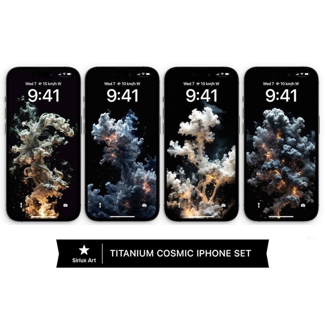 Cosmic Smoke Phone Wallpaper: Abstract Titanium Set (digital Download ...