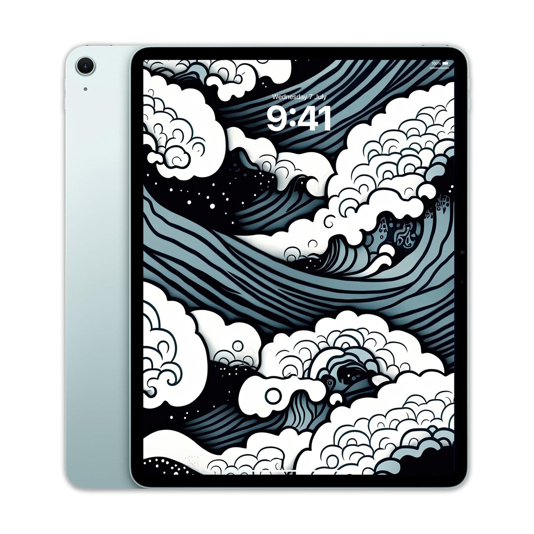 Ocean Wave Splash Wallpaper Ipad, Full Screen Japanese Art Pattern Sea ...