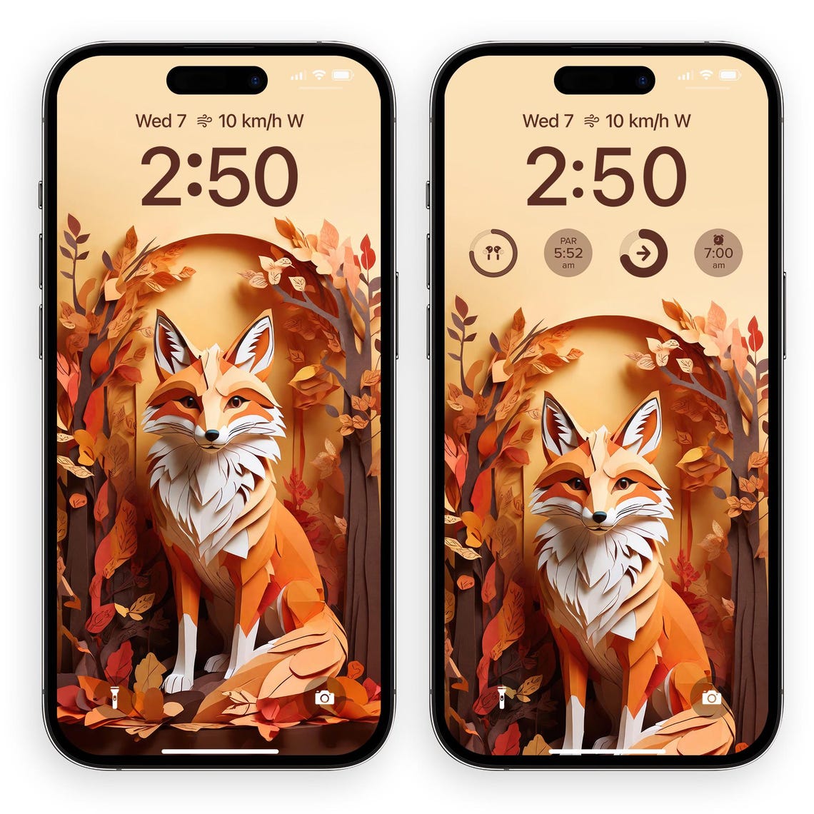 Fall Fox Papercraft Phone Wallpaper | Autumn Origami Art (digital ...