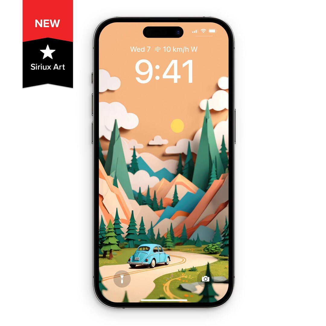 Summer Road Trip Papercraft Phone Wallpaper, Country Mountain Paper Cut ...