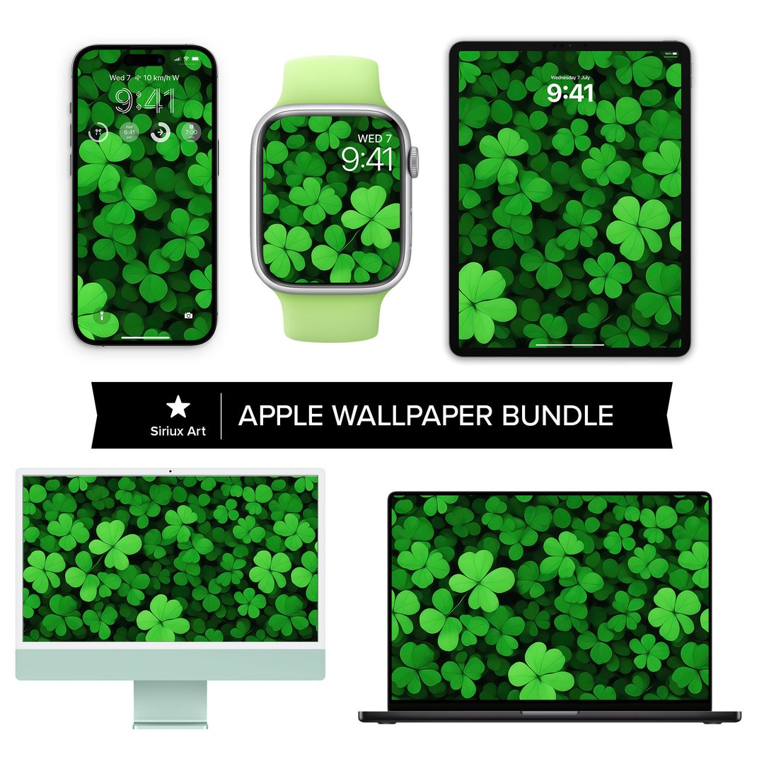 Digital Wallpaper Bundle Clover Leaf Set for Apple Instant Digital ...