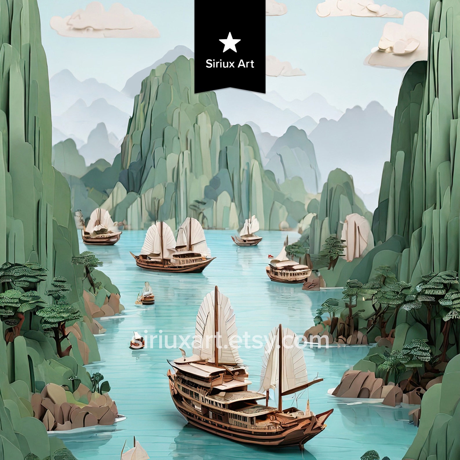 Ha Long Bay Vietnam Papercraft iPhone Wallpaper, Asia Scenic Landscape ...