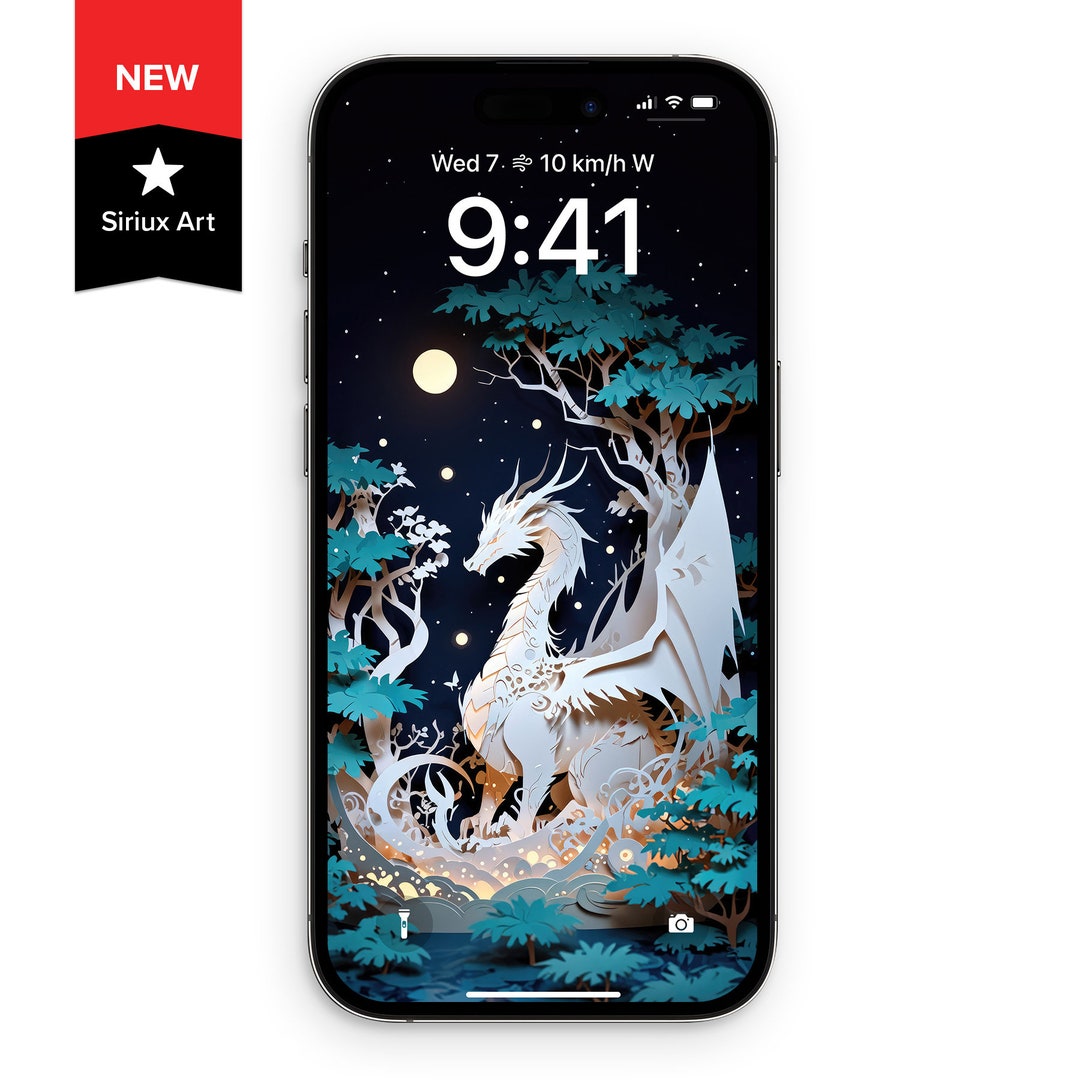 Dragon White Papercraft Phone Wallpaper, Mythical Beast Paper Fold Cut ...