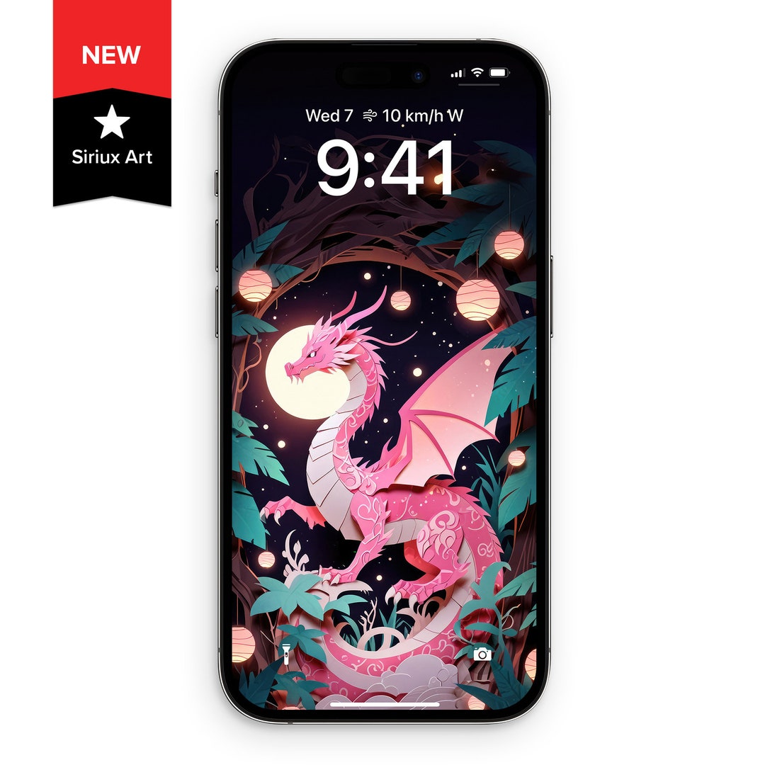 Dragon Pink Papercraft Phone Wallpaper, Mythical Beast Paper Fold Cut ...
