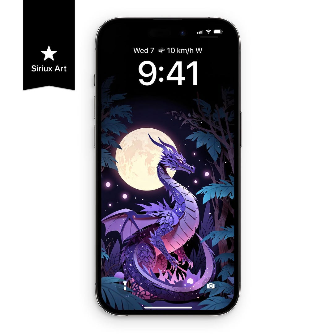 Dragon Purple Papercraft Phone Wallpaper, Mythical Beast Paper Fold Cut ...