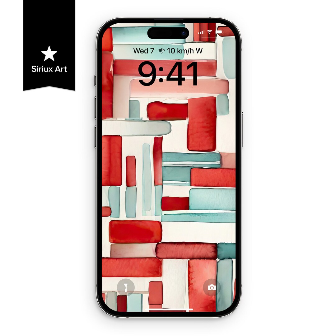 Watercolor Blocks Wallpaper Iphone, Modern Abstract Bars Red White Teal ...