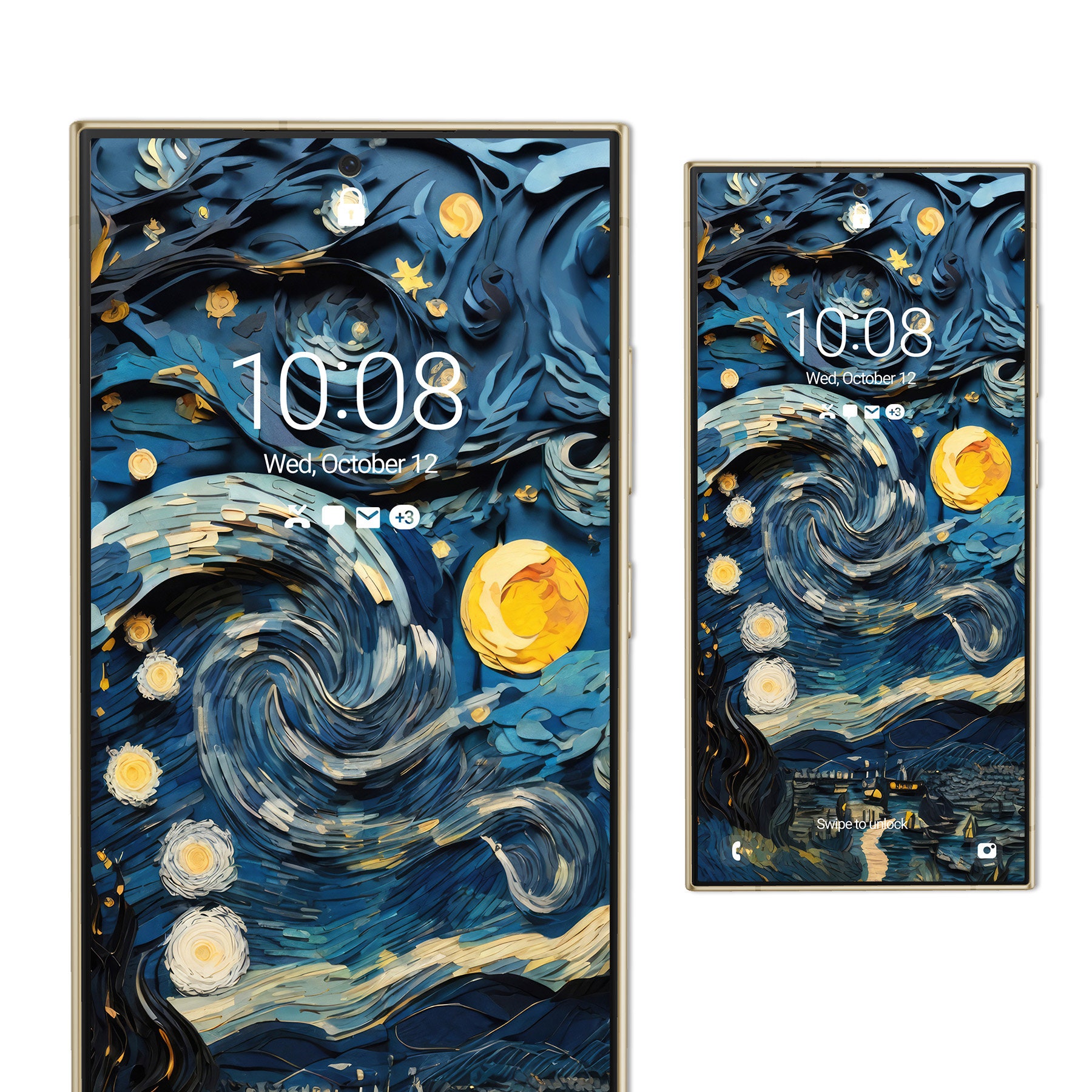 The Starry Night Papercraft Phone Wallpaper, Vincent Van Gogh Inspired ...