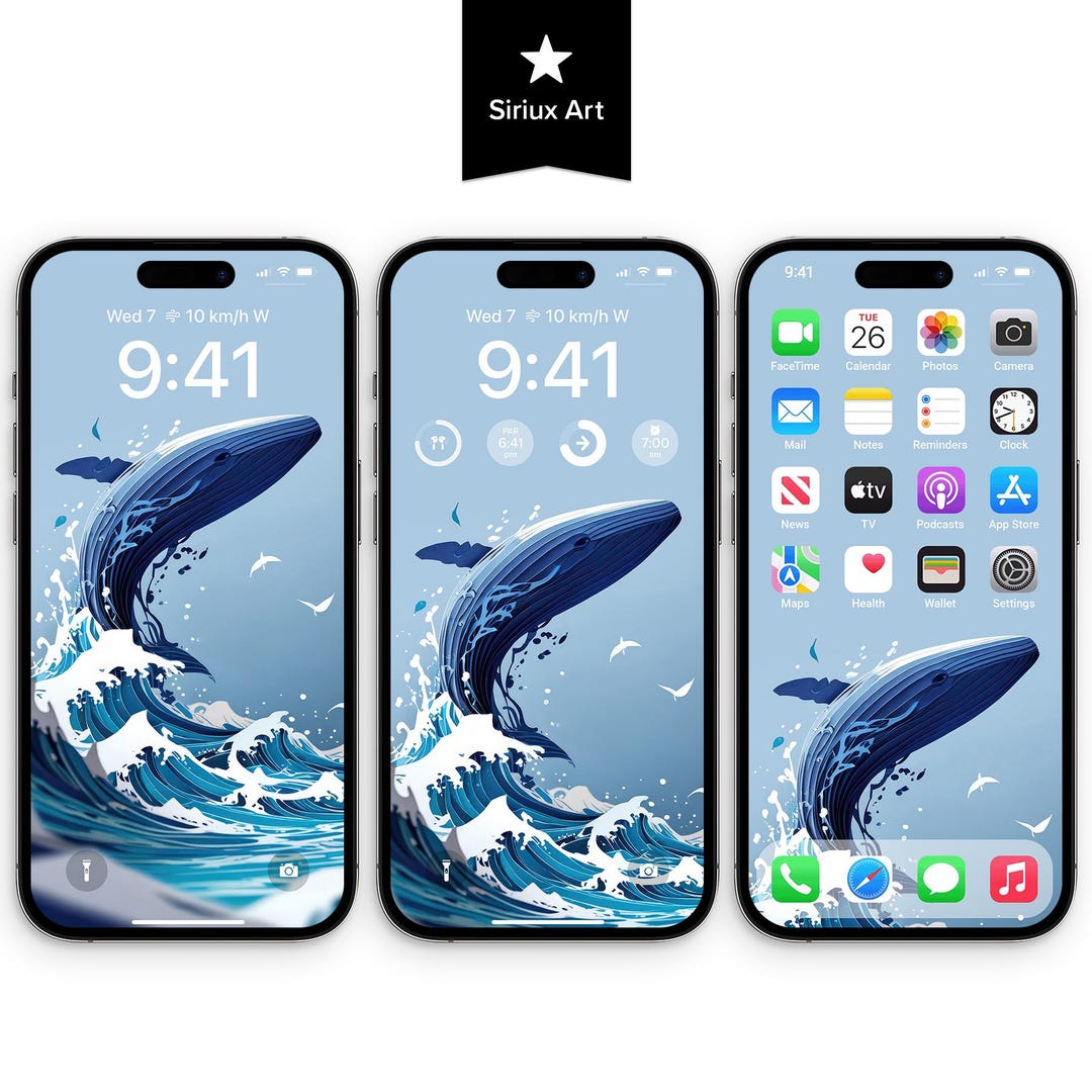 Whale Splash Papercraft Phone Wallpaper, Origami Open Sea Marine, Blue ...