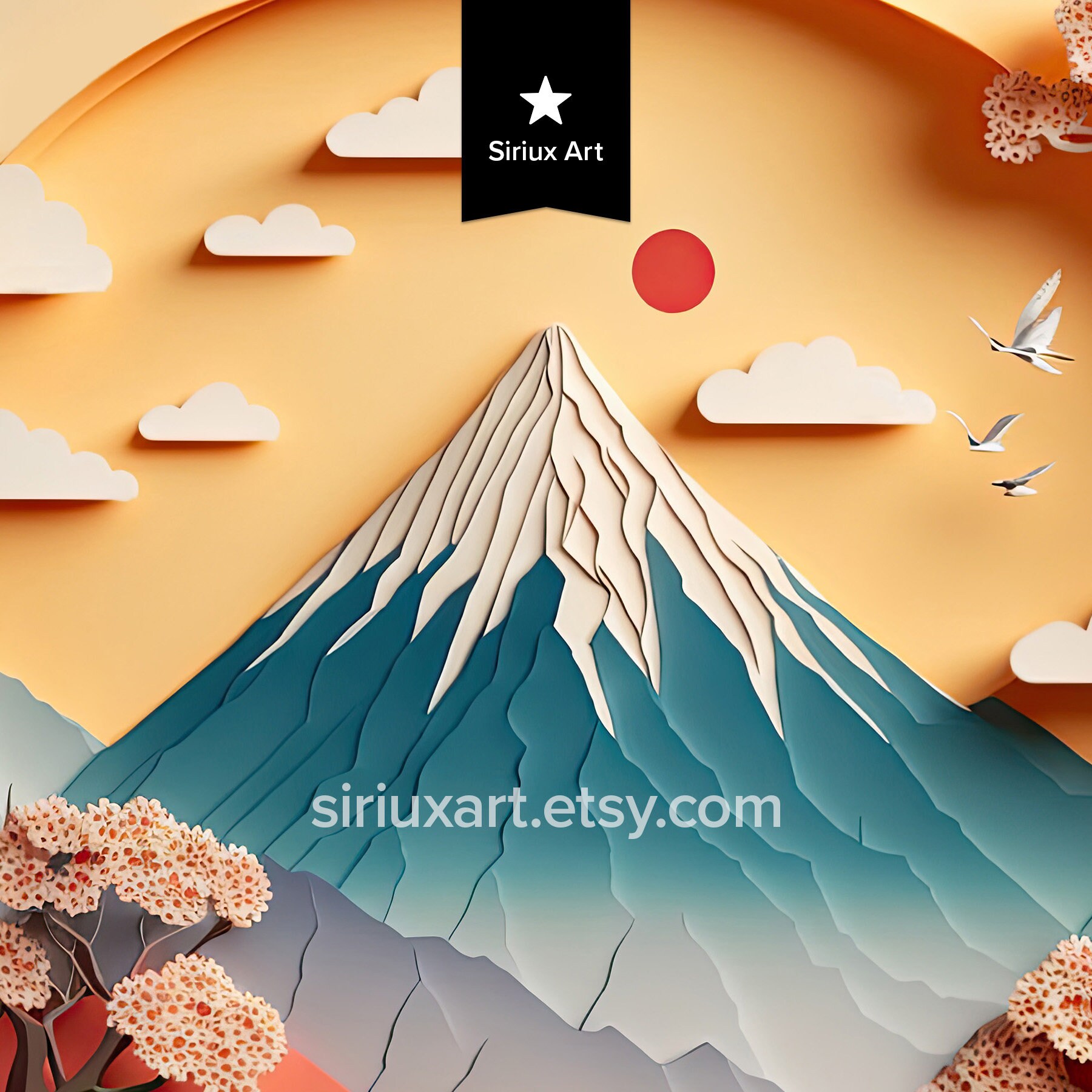 Mount Fuji Papercraft iPhone 4K Wallpaper Art, Paper Fold Aura Japan ...