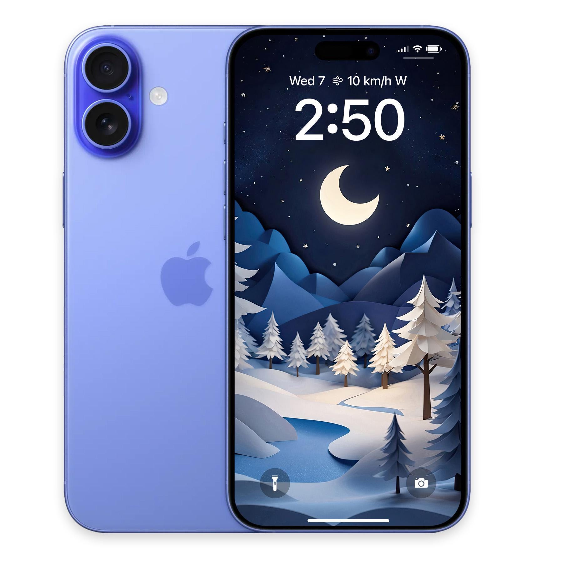 Winter Moonlight Landscape Papercraft Phone Wallpaper | White Snow ...
