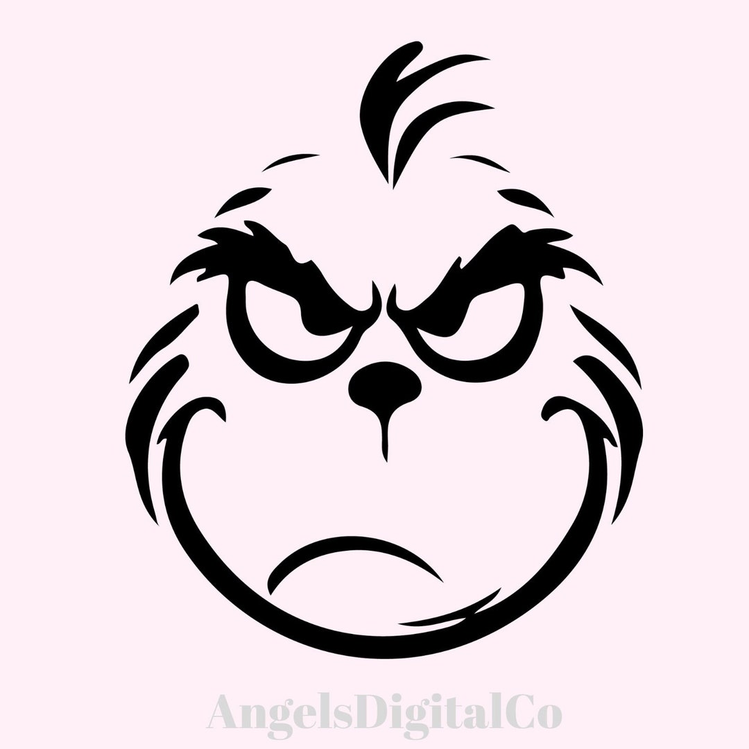 Grinch Face Svg, Outline Grinch Svg, Unhappy Grinch, Christmas Svg ...