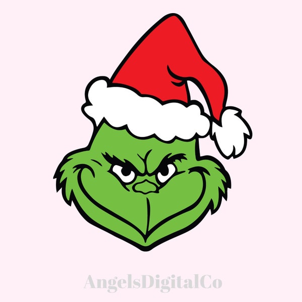 Layered Grinch Face With Santa Hat Svg - Etsy