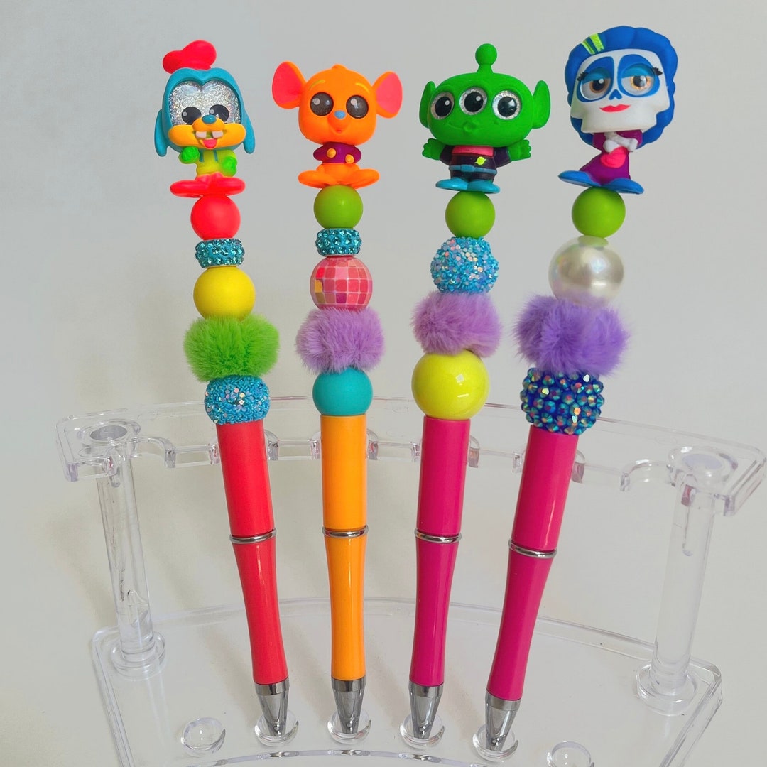 Neon Glow Doorable Disney Beaded Pen, Retractable and Refillable Pens ...