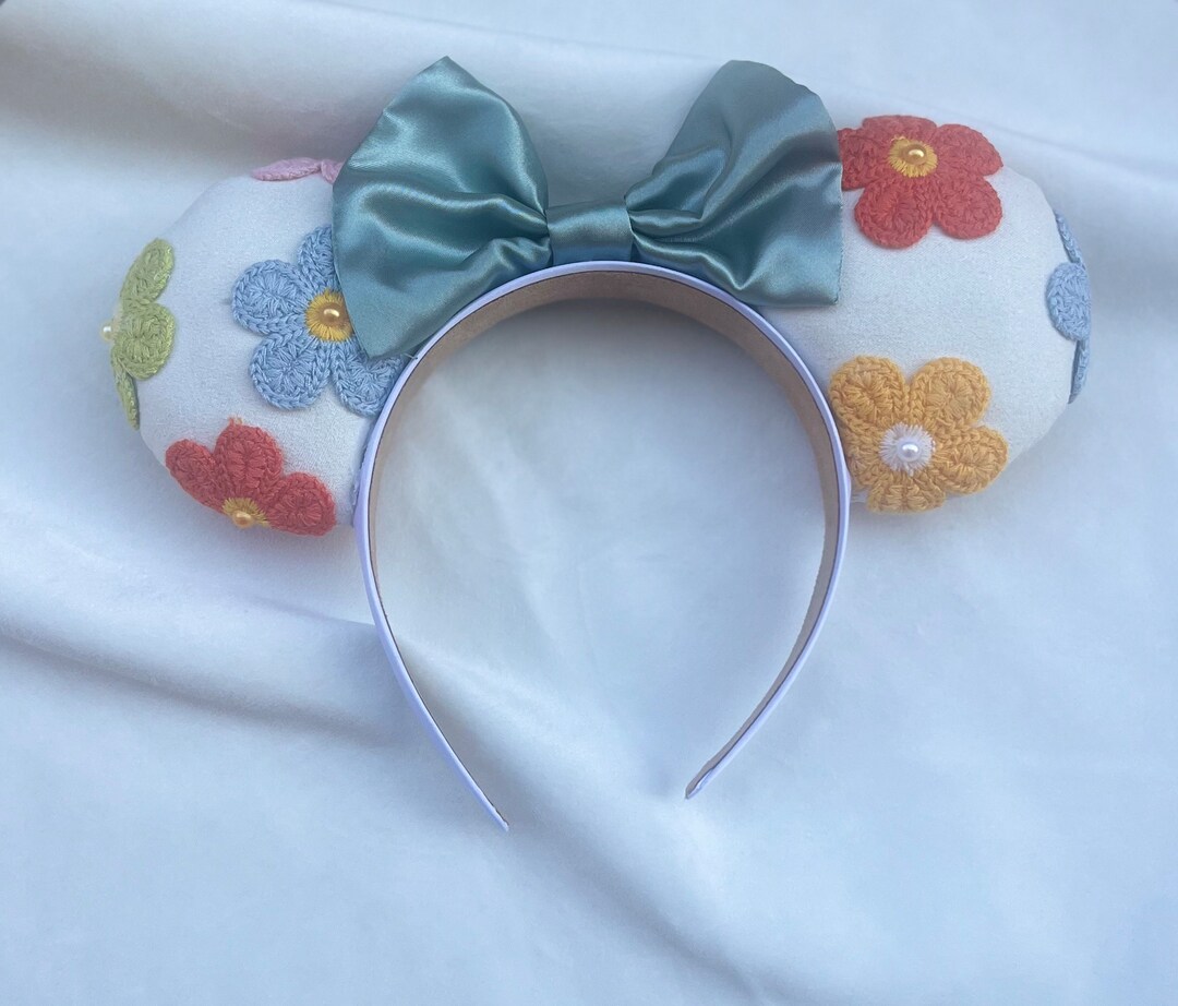 Floral Appliqué, Pearl Mouse Ears, Mickey Ears, Minnie Ears, Disney ...