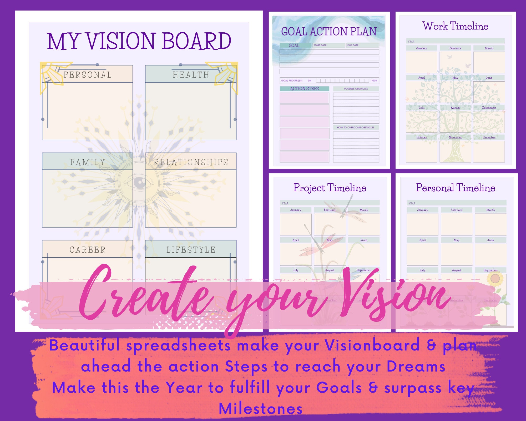 Printable Planner Bundle, 2023 Calendar, Yearly, Monthly, Weekly, Daily ...