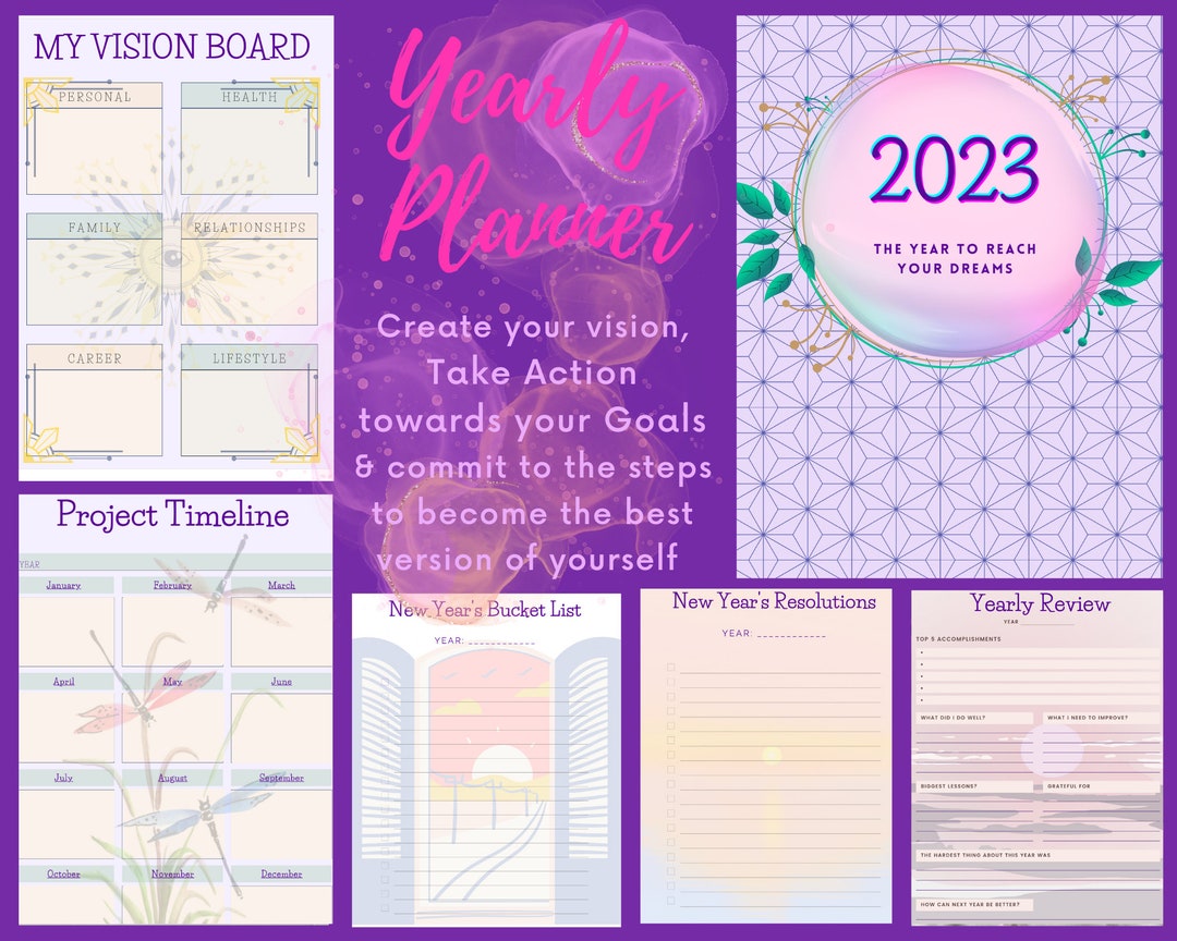 Printable Planner Bundle, 2023 Calendar, Yearly, Monthly, Weekly, Daily ...