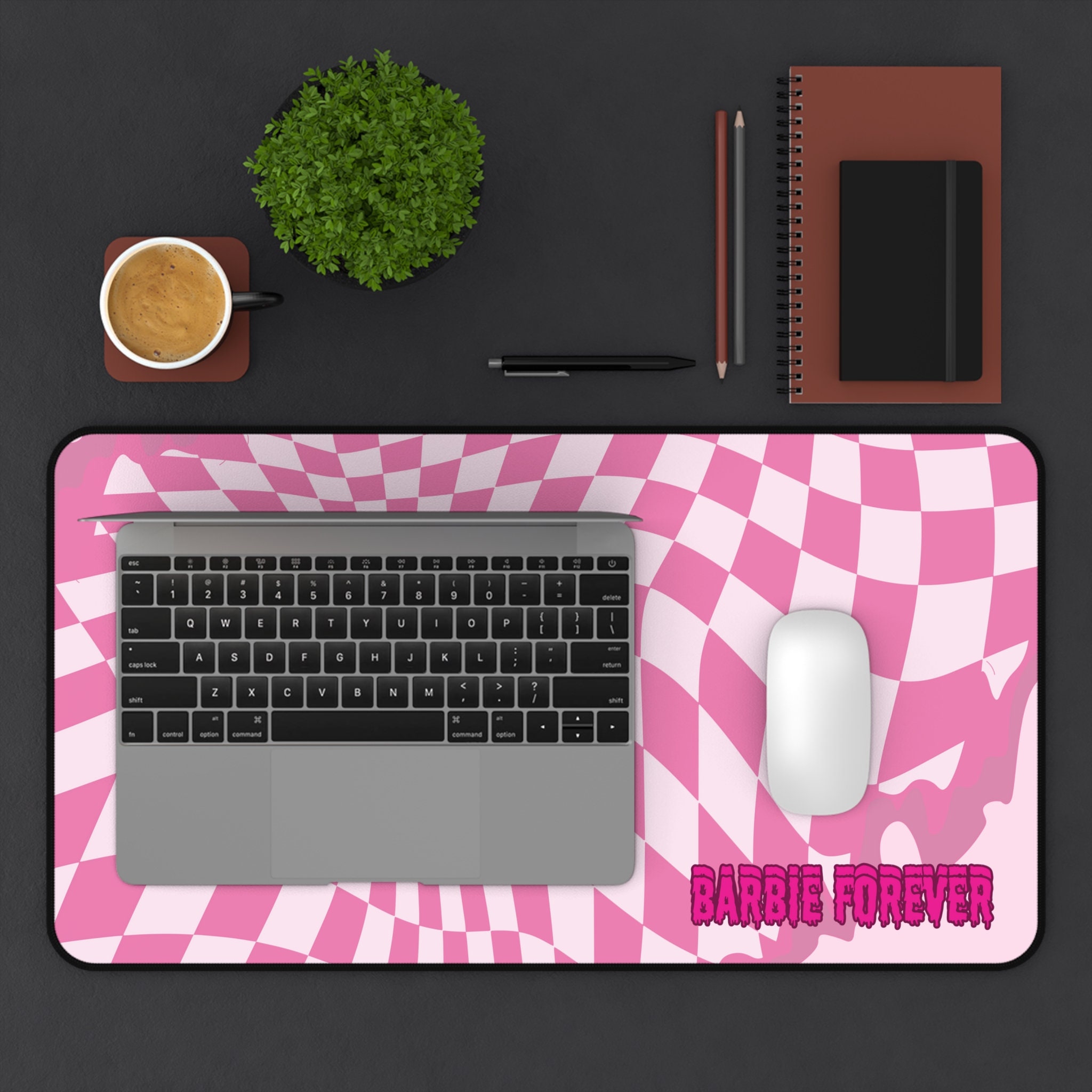 Barbie Forever Pink Checkered Desk Mat Pink Lover | Printerval Canada