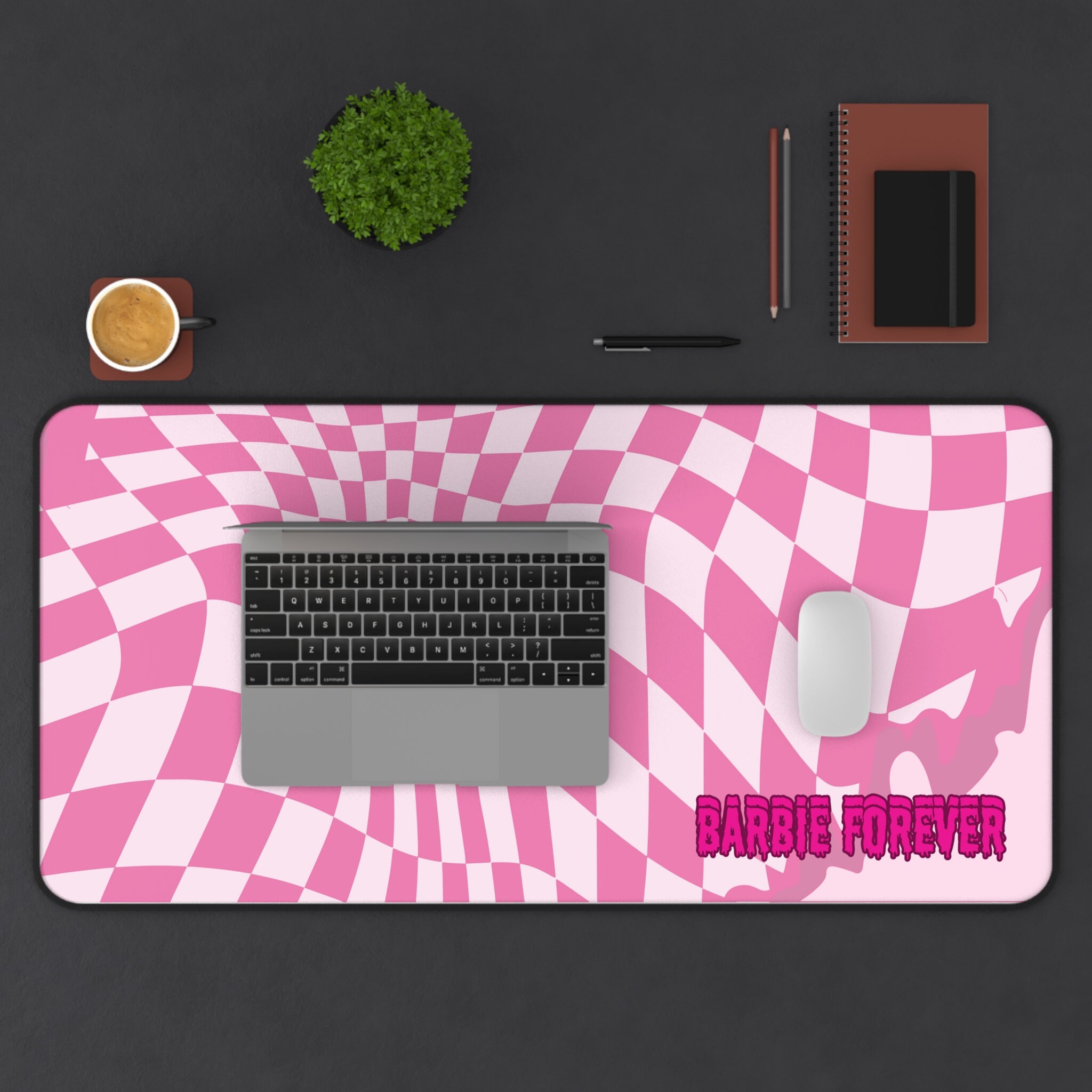 Barbie Forever Pink Checkered Desk Mat Pink Lover | Printerval Canada