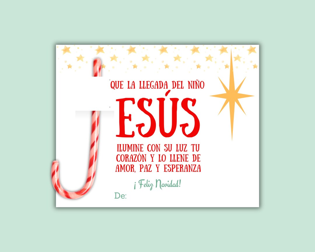 Spanish Candy Cane Printable Tag for Church - Etsy
