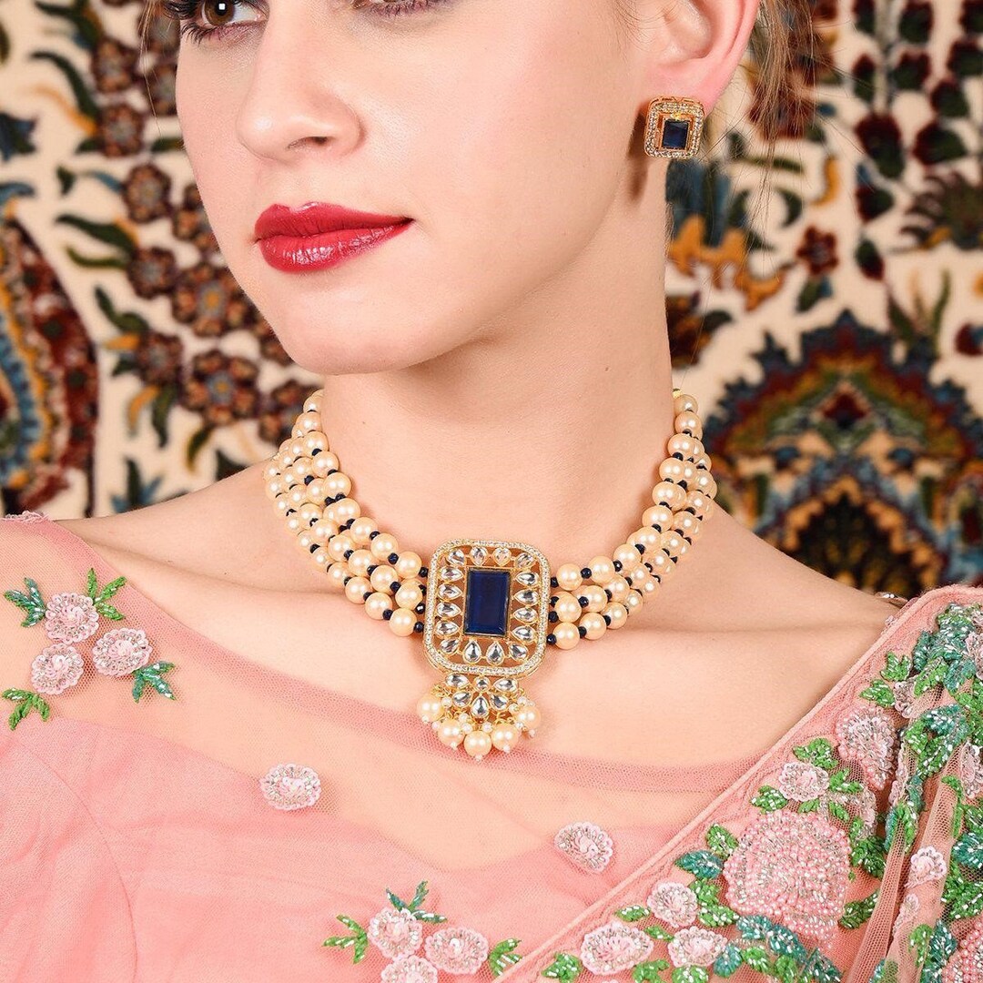 Pearl Choker Necklace,pakistani Jewelry,layered Pearl Neckalce,kundan ...