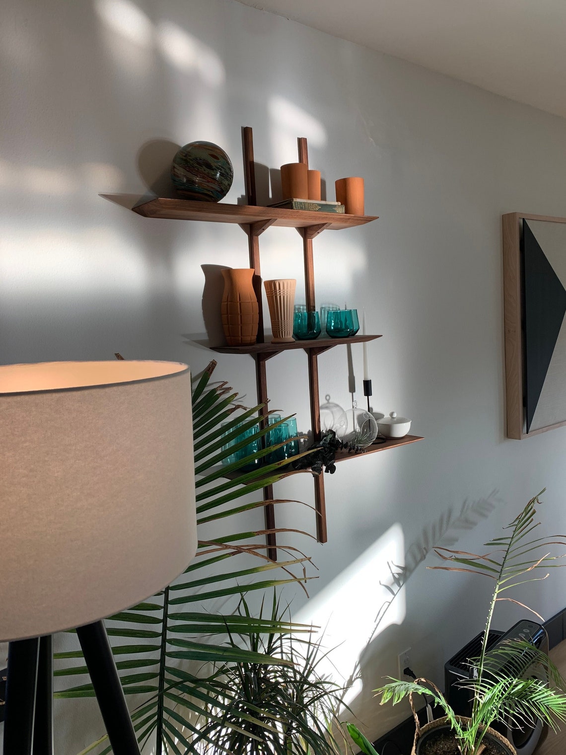 Mid Century Modern Walnut Wall Shelves - Etsy