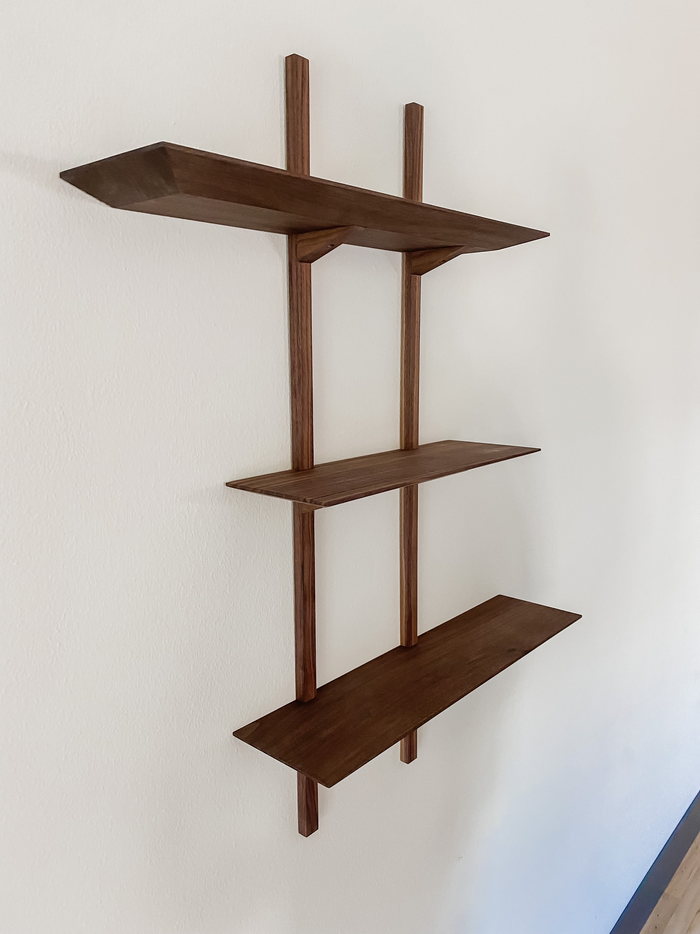 Small Mid Century Walnut Wall Shelves - Etsy