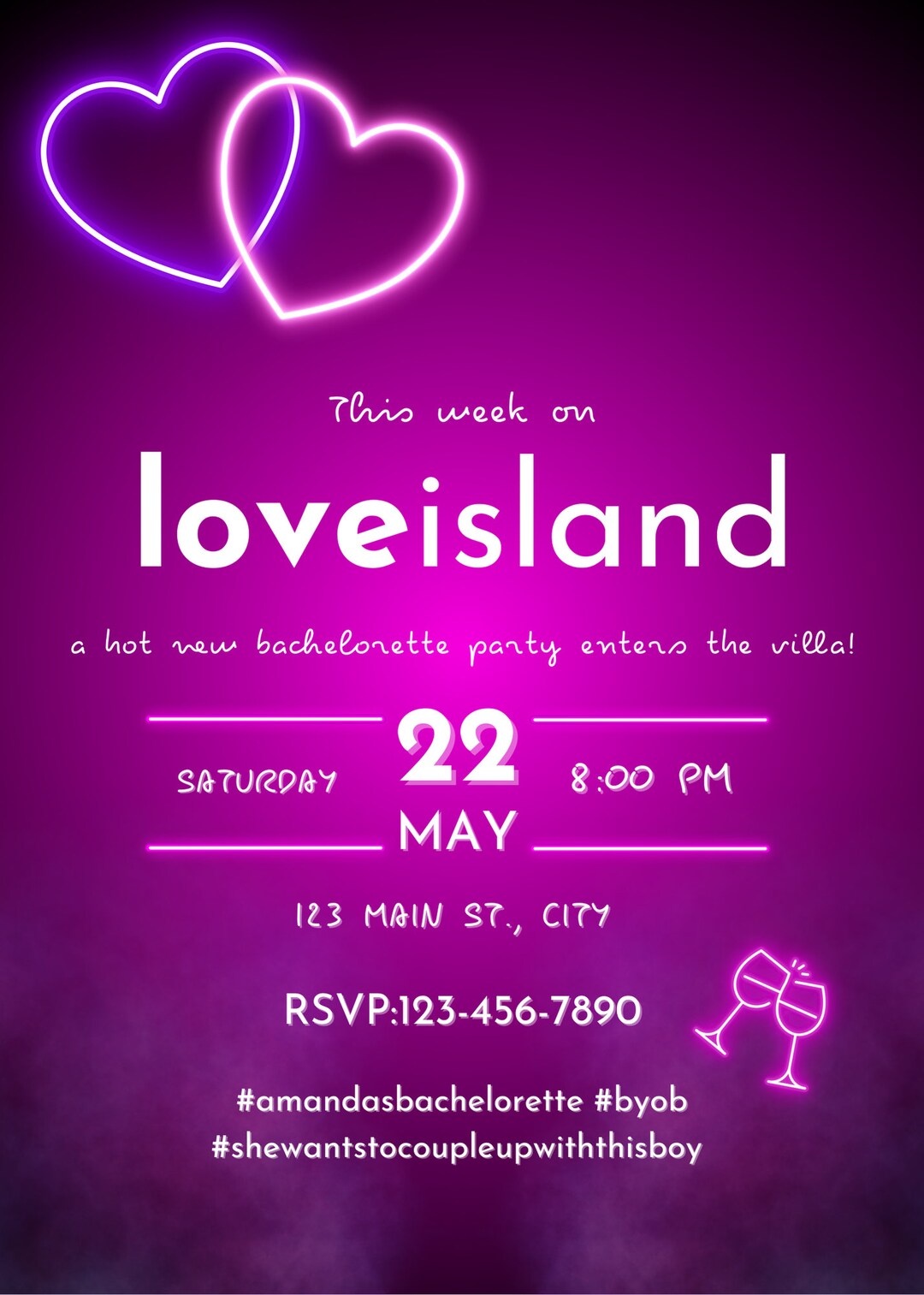 Love Island Themed Bachelorette Party Invitation Editable Canva ...