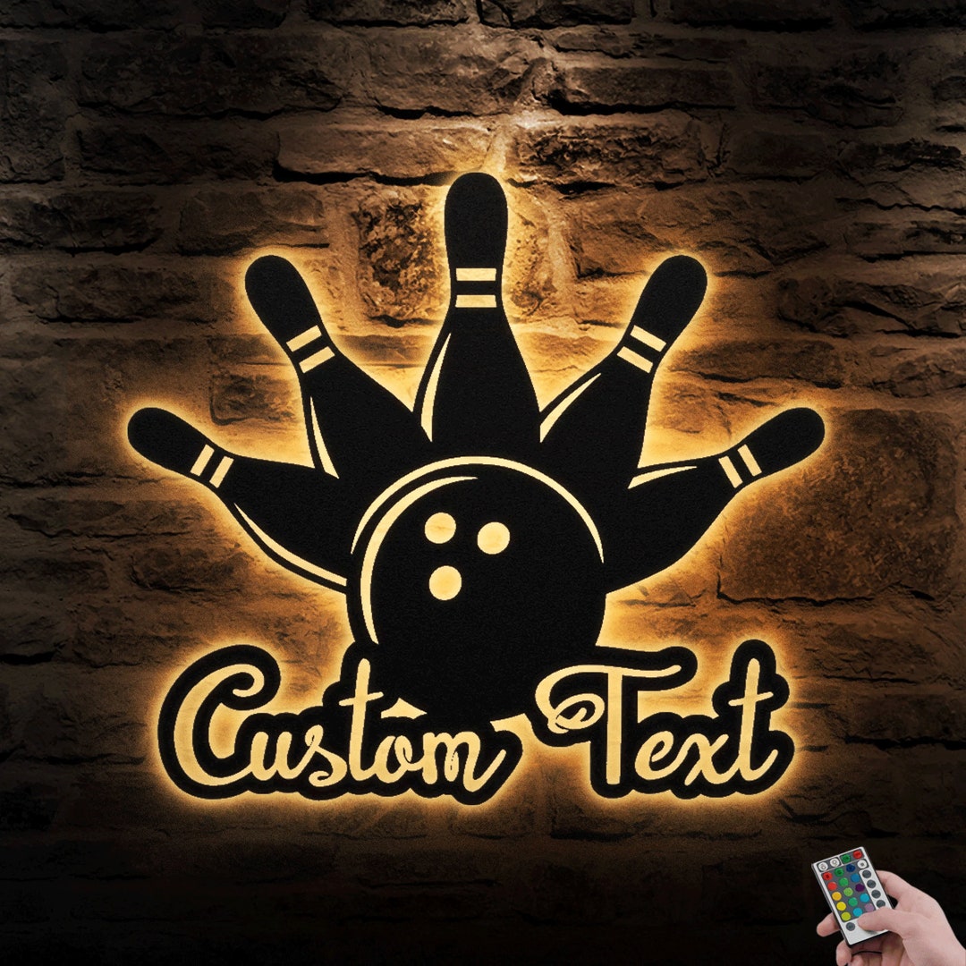 Personalized Bowling Metal Wall Art LED Light, Bowlers Sign Decor ...