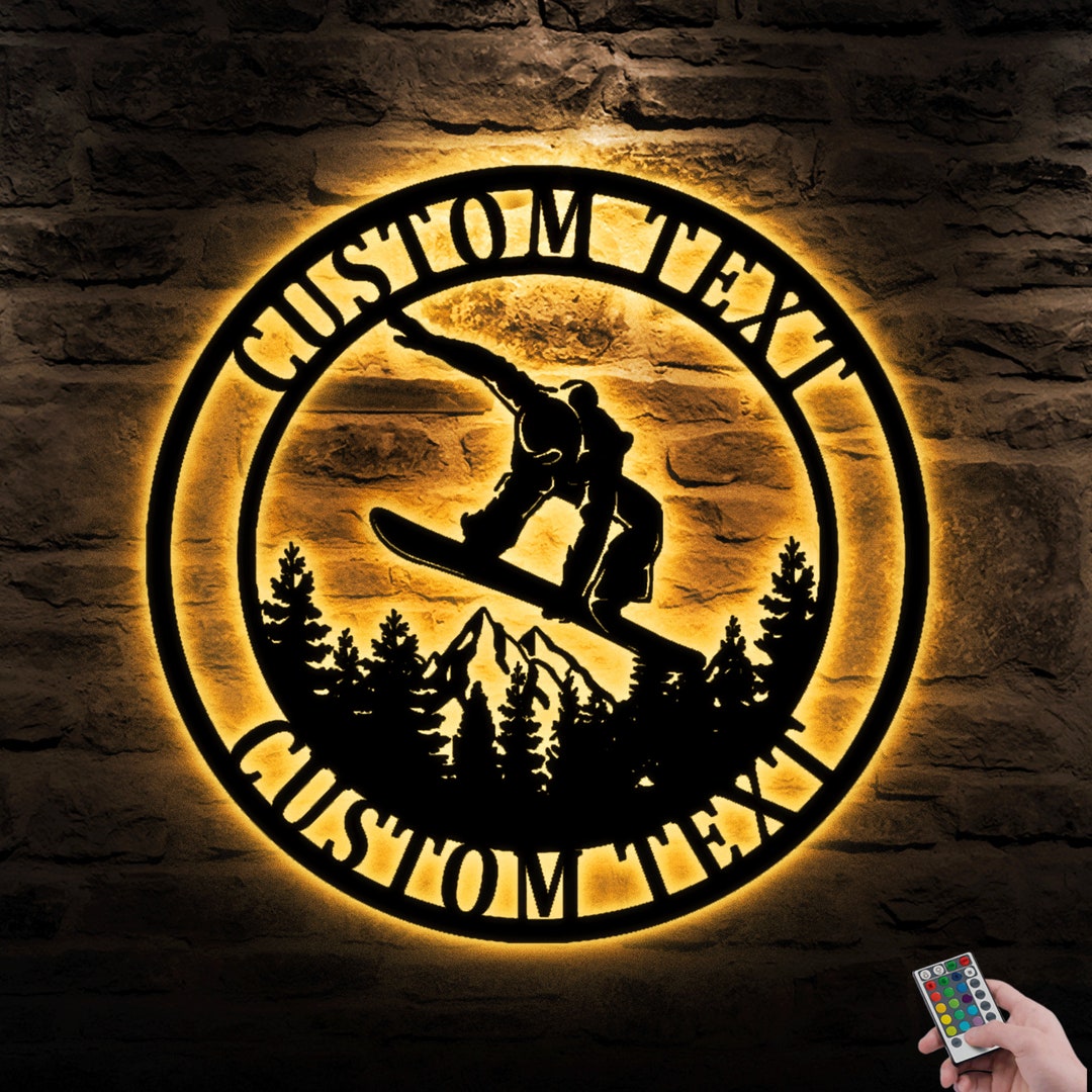 Custom Snowboarding Metal Sign Led Lights, Extreme Games Metal Wall Art ...
