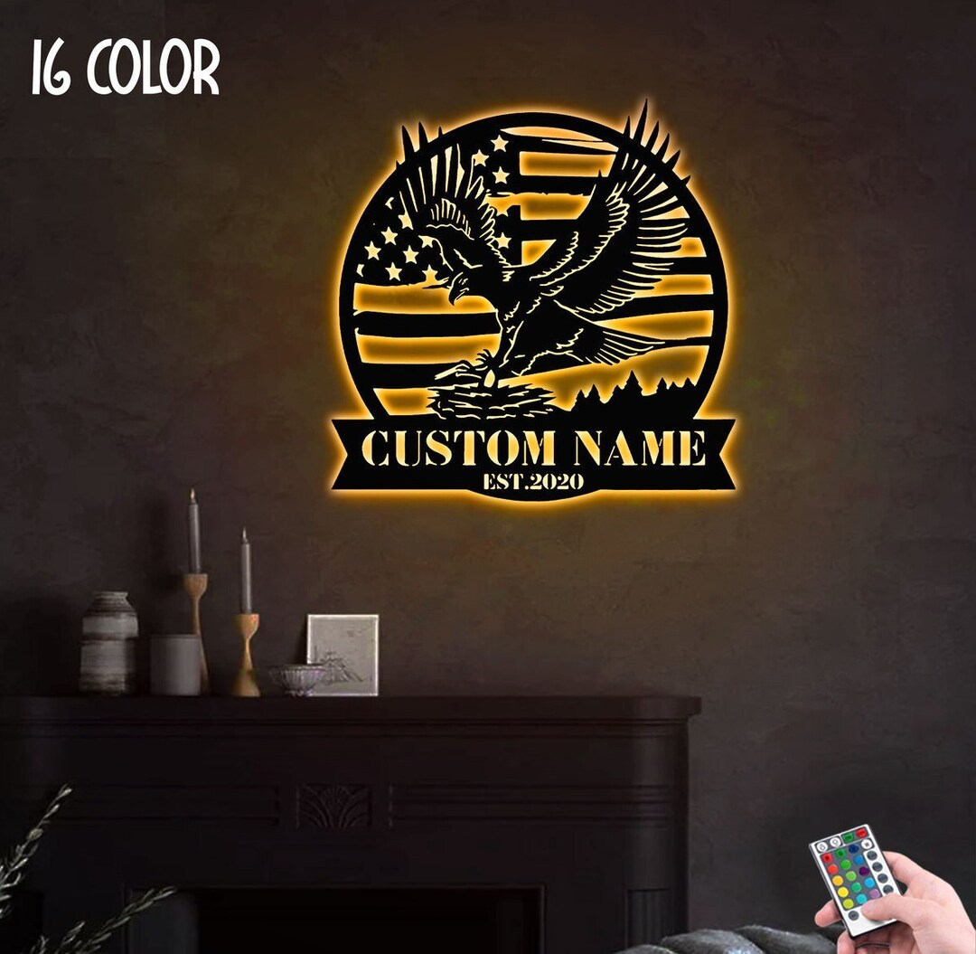 Custom American Eagle Metal Wall Art, US Metal Eagle Wall Sign, Fourth ...