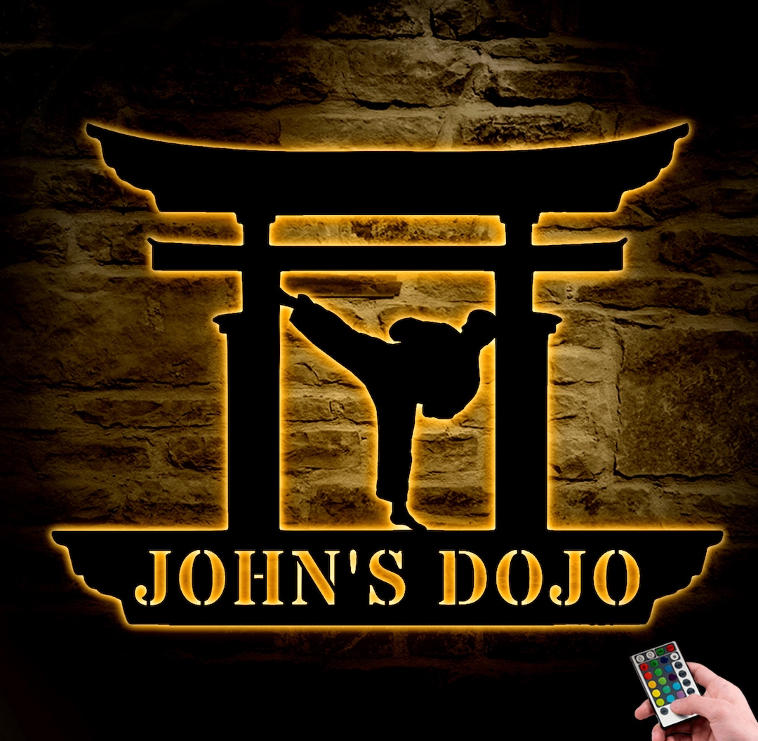 Personalized Karate Dojo Metal Sign With LED Light, Karate Teacher ...