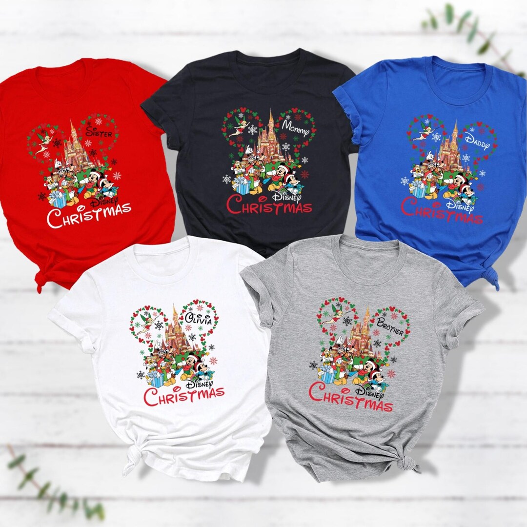 Custom Disney Mickey and Friends Christmas Shirt, Disneyland Very Merry ...